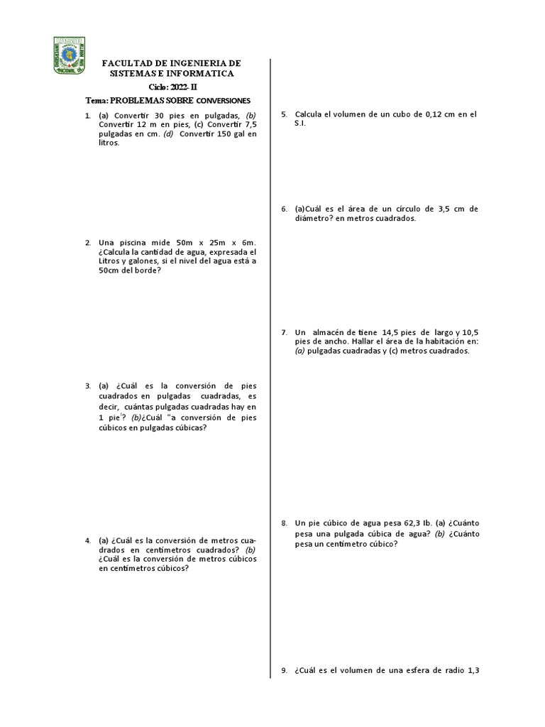 Semana1.docx Filename - UTF-8''Semana1 | PDF | Volumen | Galón