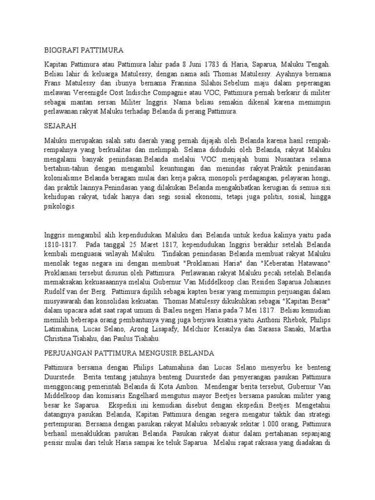 Biografi Pattimura | PDF