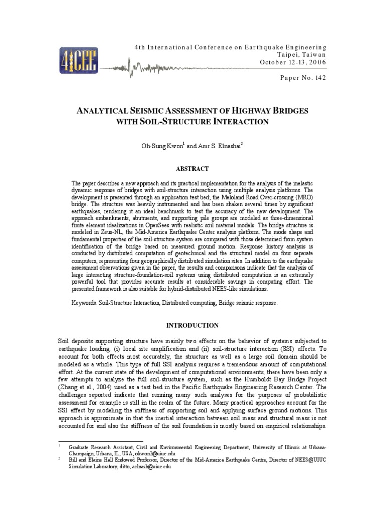 Bridges With Soil-Structure Interaction - Analytical Seismic Assessment ...