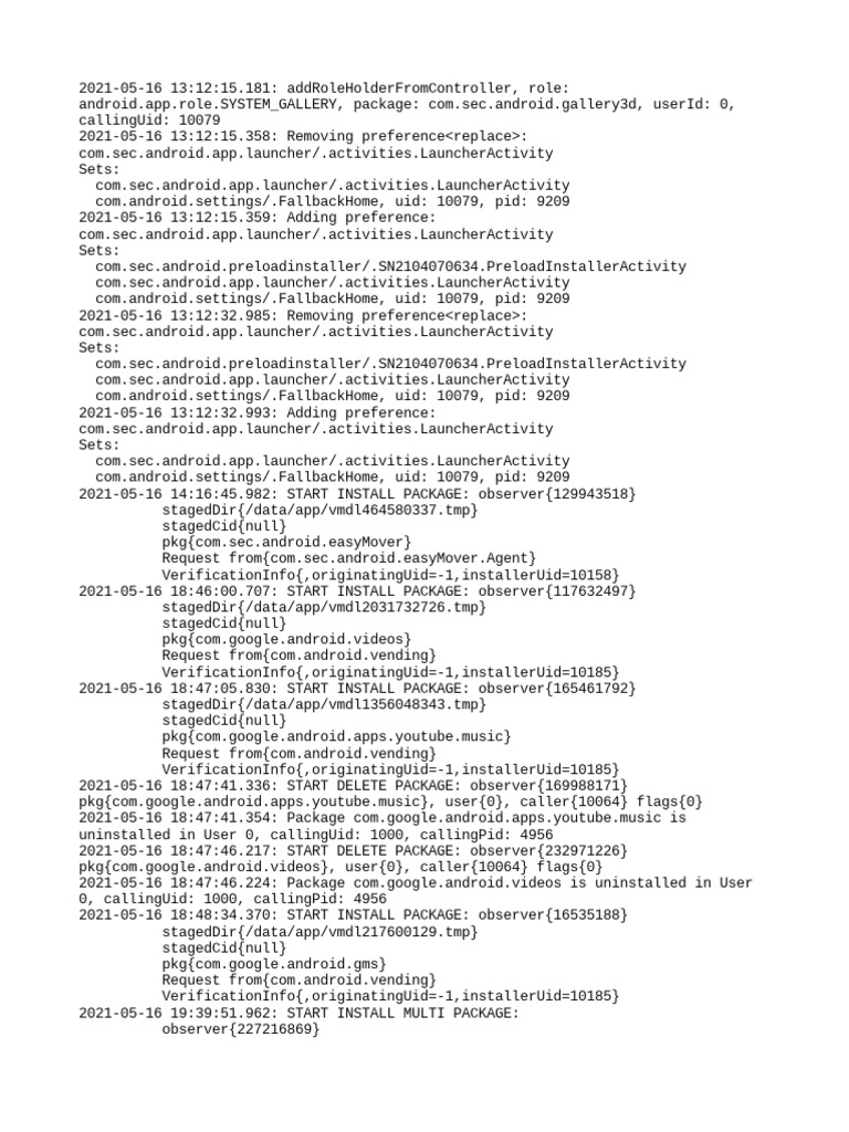 Android Package Installation Logs | PDF | Information Technology Management | Service Industries
