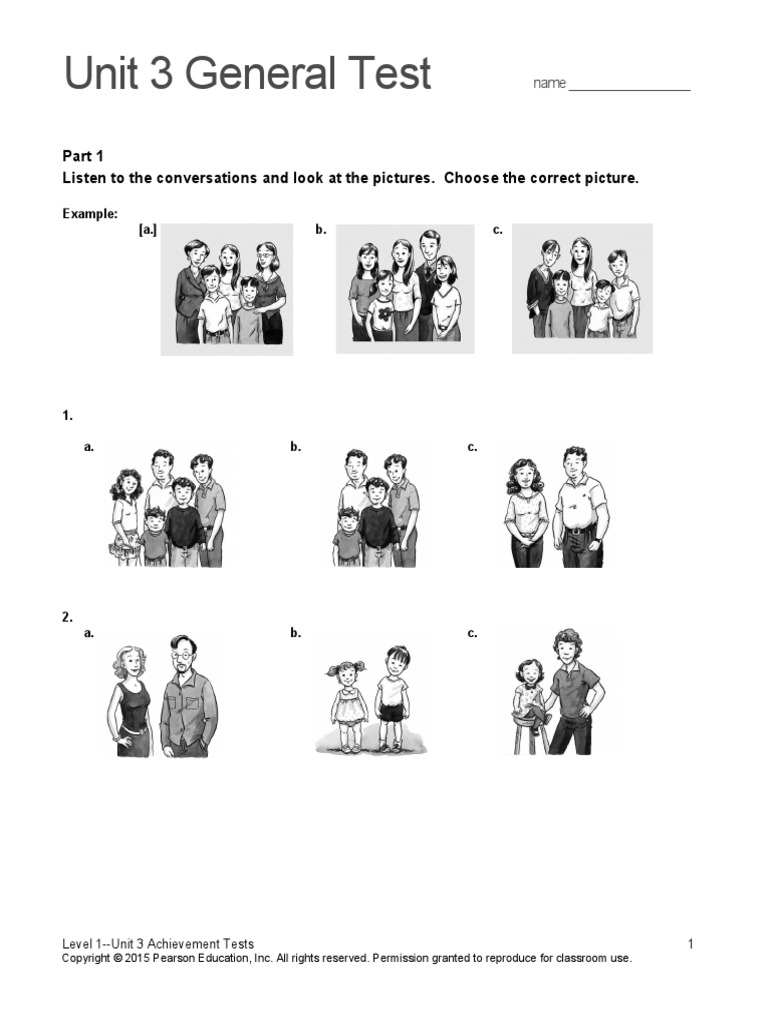 Top Notch 1 Unit 3 Assessment | PDF | Copyright