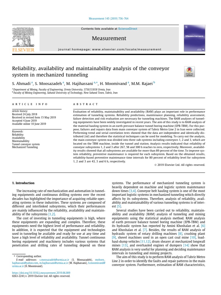 Reliability Availability and Maintainability Analysis of The Conveyor ... Reliability Availability and Maintainability Analysis of The Conveyor ...