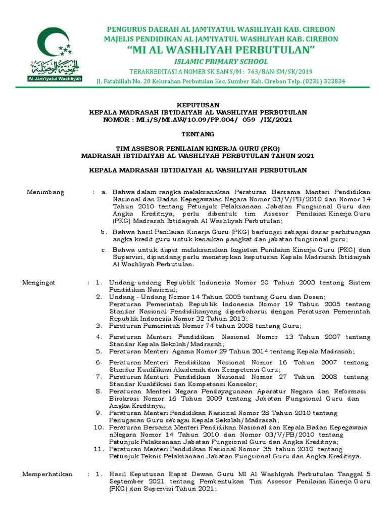 SK Dan Jadwal PKG 2021 | PDF