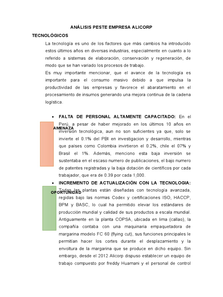 Análisis Peste Empresa Alicorp | PDF | Economias | Business
