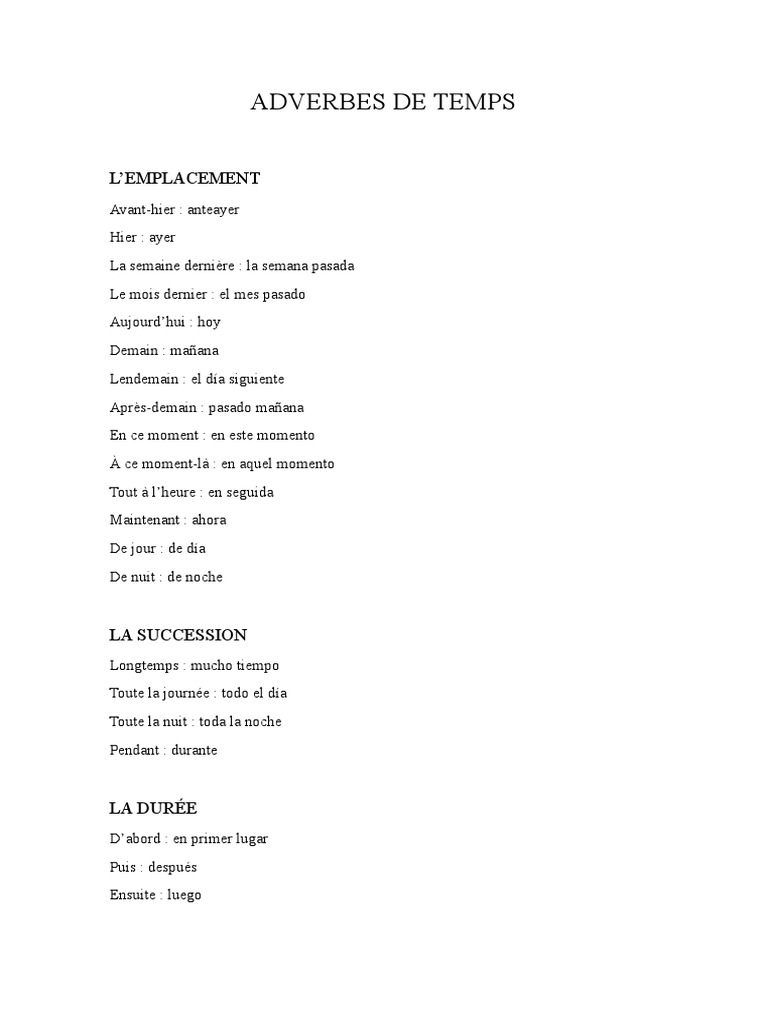 Adverbes de Temps | PDF