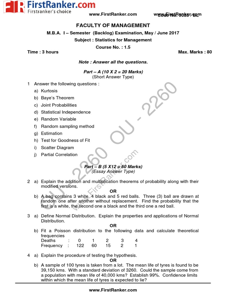 OU Osmania University - MBA - 2017 - 1st Semester - May - 9085 ...
