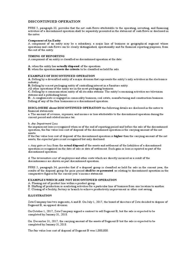 DISCONTINUED OPERATION | PDF | Fair Value | Financial Statement
