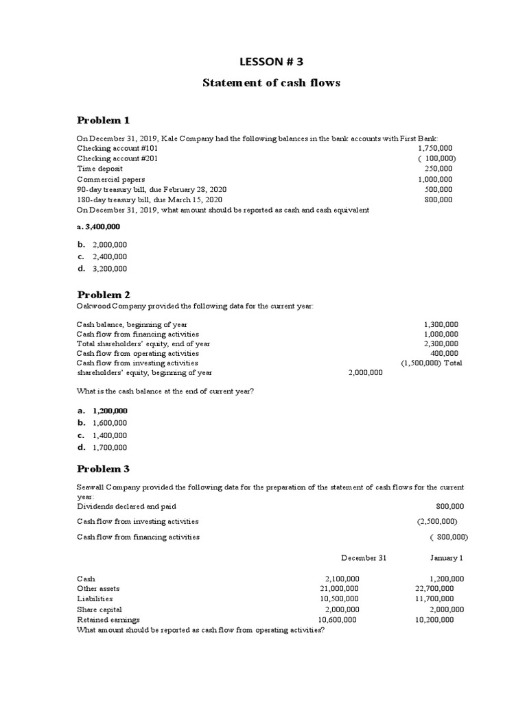 Las#3 - (Ia3) STATEMENT OF CASH FLOWS PDF | PDF | Expense | Cash Flow Statement