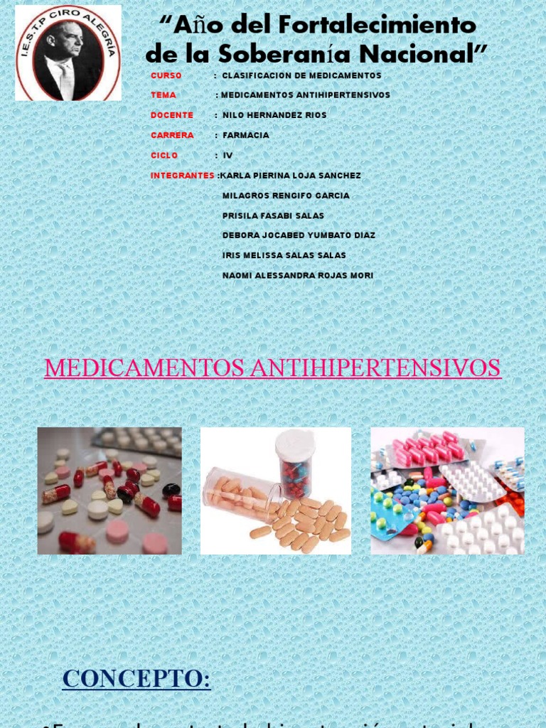 Medicamento Antihipertensivos | PDF | Hipertensión | Presión sanguínea