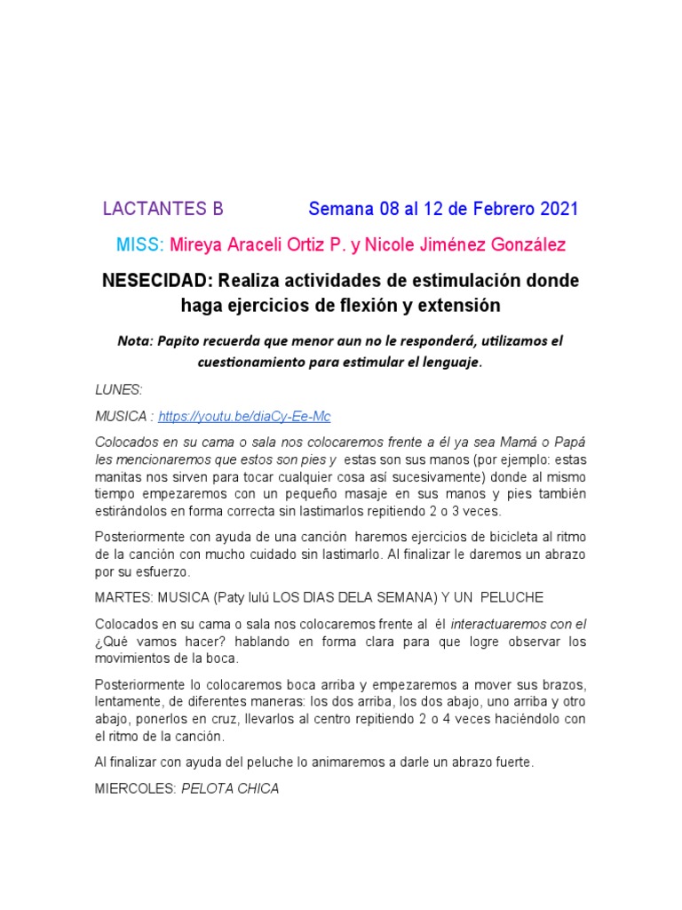 LACTANTES B Padres 08 Al 12 de Febrero 2022 | PDF LACTANTES B Padres 08 Al 12 de Febrero 2022 | PDF