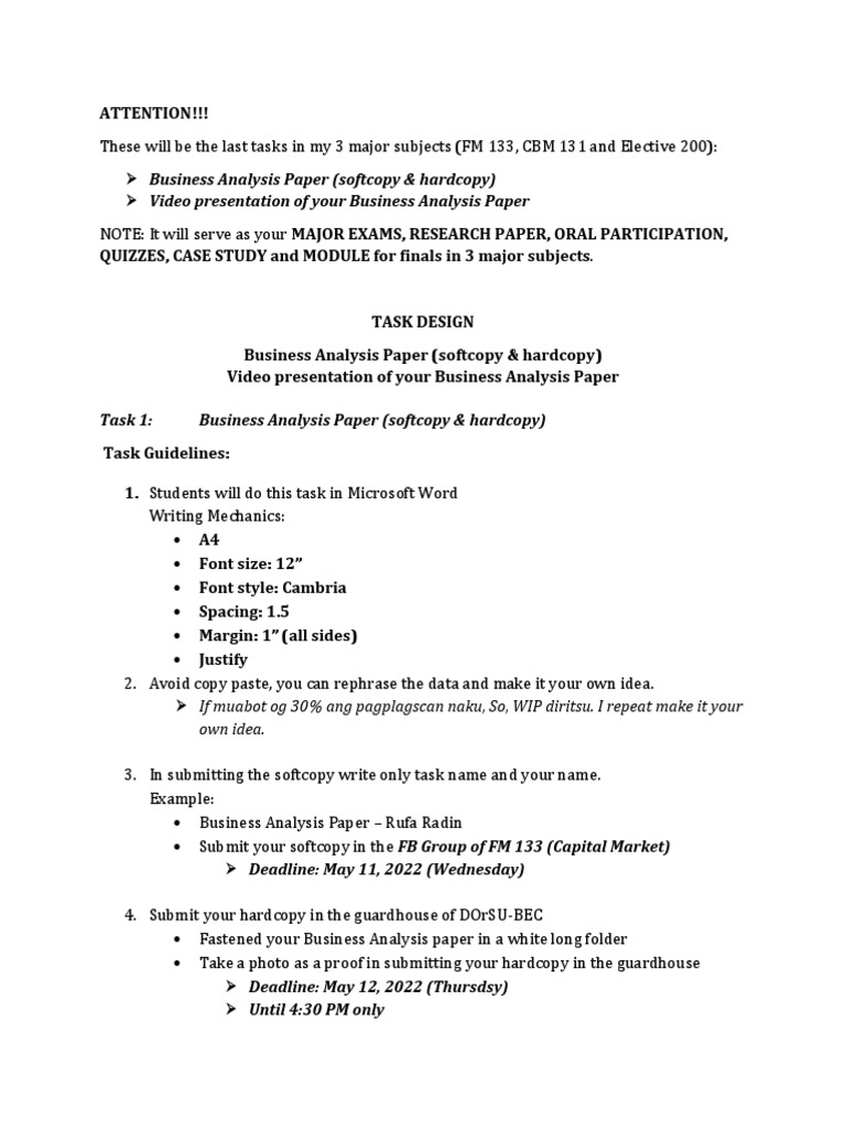 FORMAT Business Analysis Paper | PDF | Business