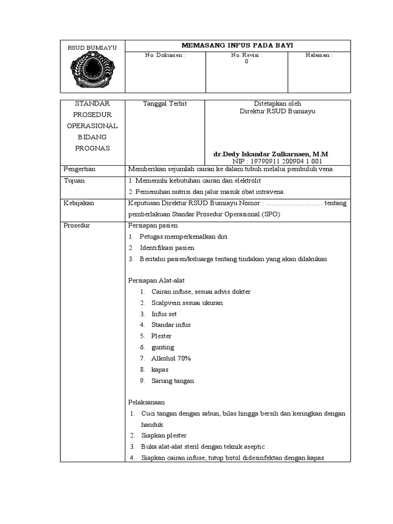 Spo Pemasangan Infus Pada Bayi | PDF