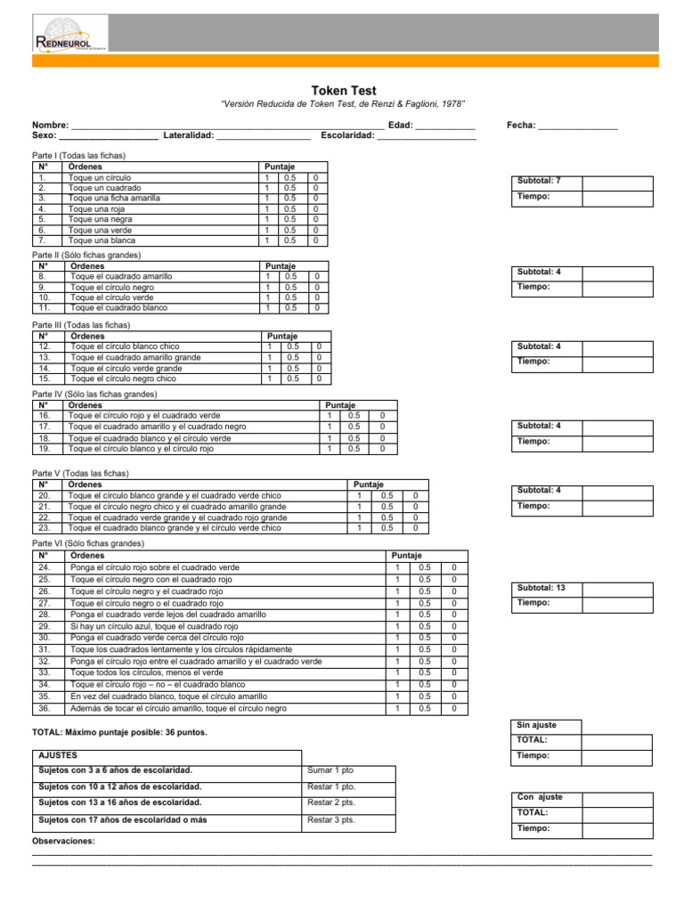 Token Test Hoja de Registro | PDF