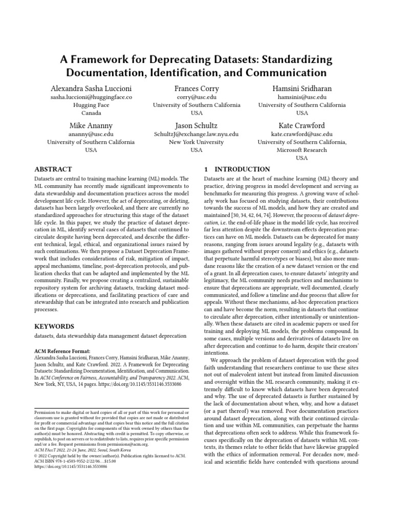 A Framework For Deprecating Datasets - Standardizing - Documentation-Identification and ...