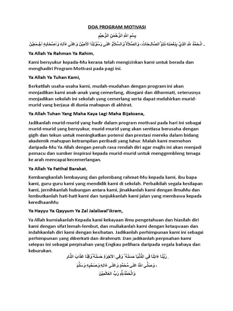 Doa Program Motivasi | PDF