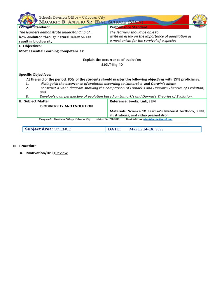 Q3 W6 DLP - Cabalag | PDF | Evolution | Natural Selection