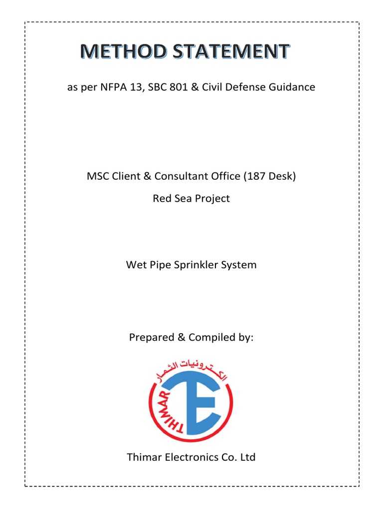 Method Statement HydroTest of Sprinkler Network | PDF | Pipe (Fluid ...