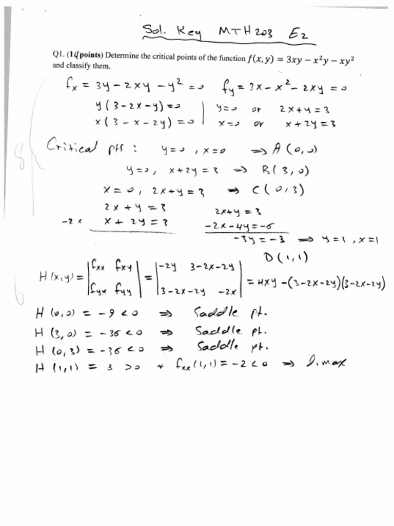Solution of Exam 2 MTH 203 With Solution | PDF
