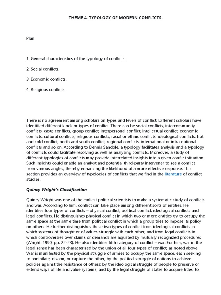 Theme 4. Typology of Modern Conflicts | PDF | Social Conflict | Trade