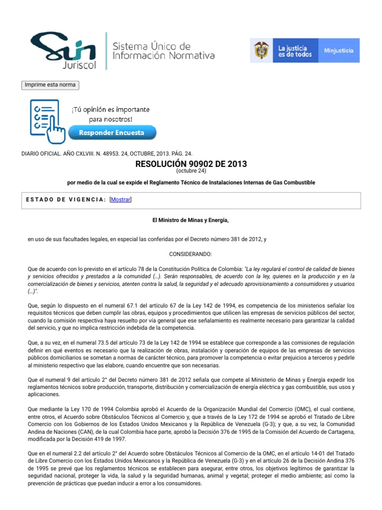 Resolucion 90902 de 2013 | PDF | Colombia | Gases