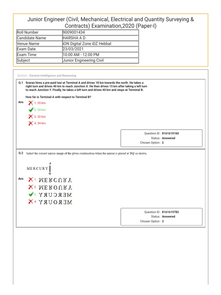 SSC Key Answer | PDF