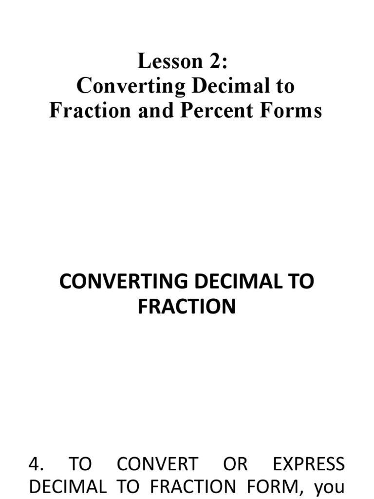 Converting Decimals to Fractions & Percentages | PDF | Percentage | Decimal