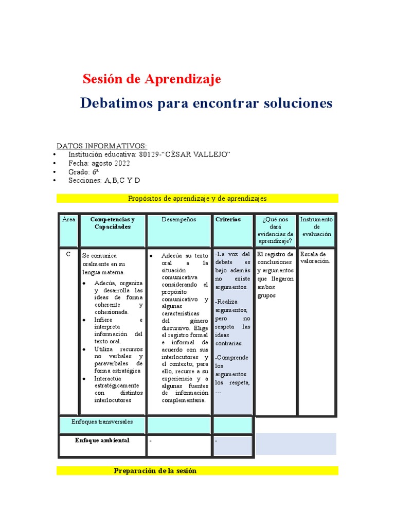Debatimos para Encontrar Soluciones - Comunicaciòn | PDF | Evaluación ...