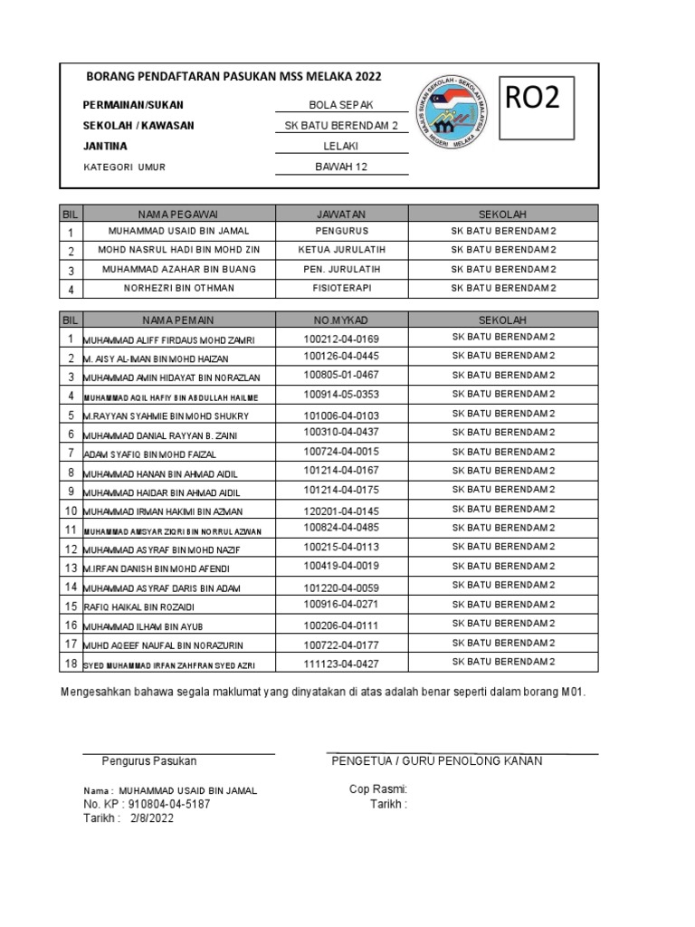 Borang Pendataran, r02, r03 | PDF