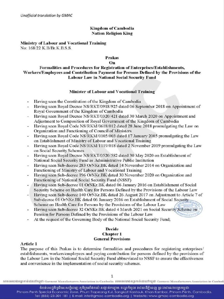 Prakas 168 English | PDF