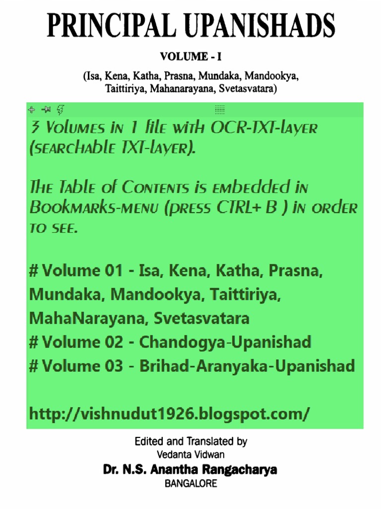 Principal Upanishads According To Sri RangaRamanuja-Muni Vol 1-3 DR N S ...
