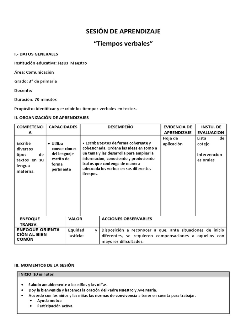 Identificación de Tiempos Verbales | PDF | Verbo | Evaluación