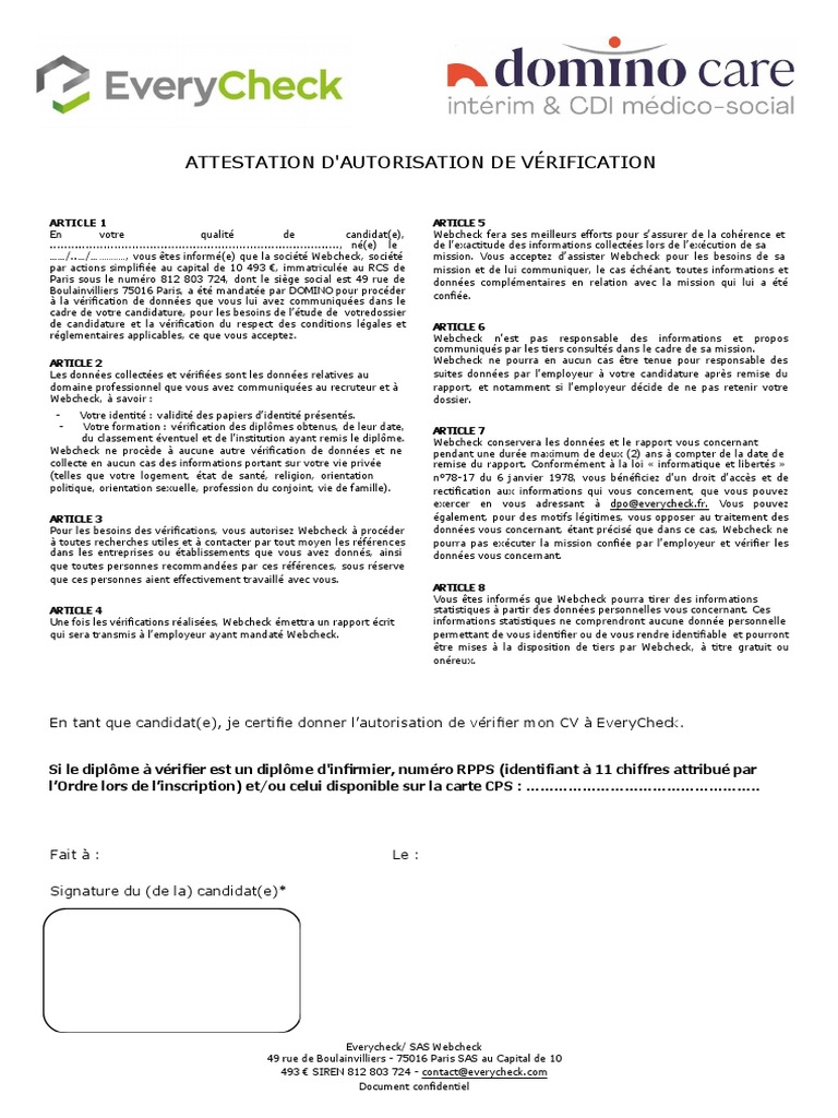 Attestation de Vérification de CV | PDF | Ordinateurs