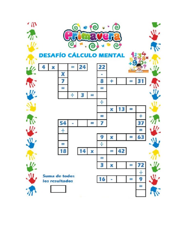 calculos mentales para quinto grado- desafio | PDF