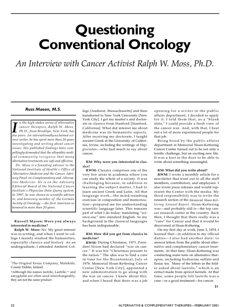 Questioning Conventional Oncology: An Interview With Cancer Activist ...