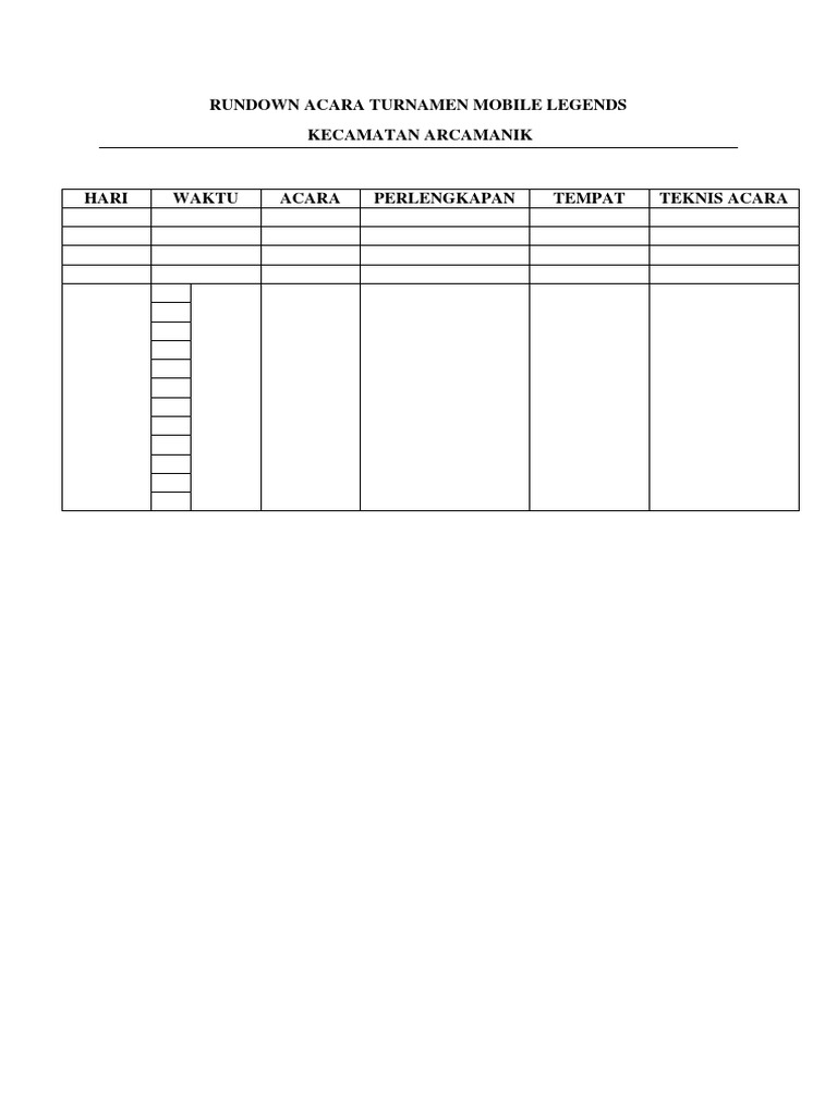 Rundown Acara Turnamen Mobile Legends | PDF