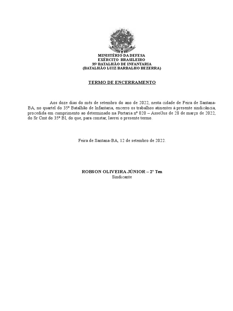 Termo de Encerramento DC | PDF