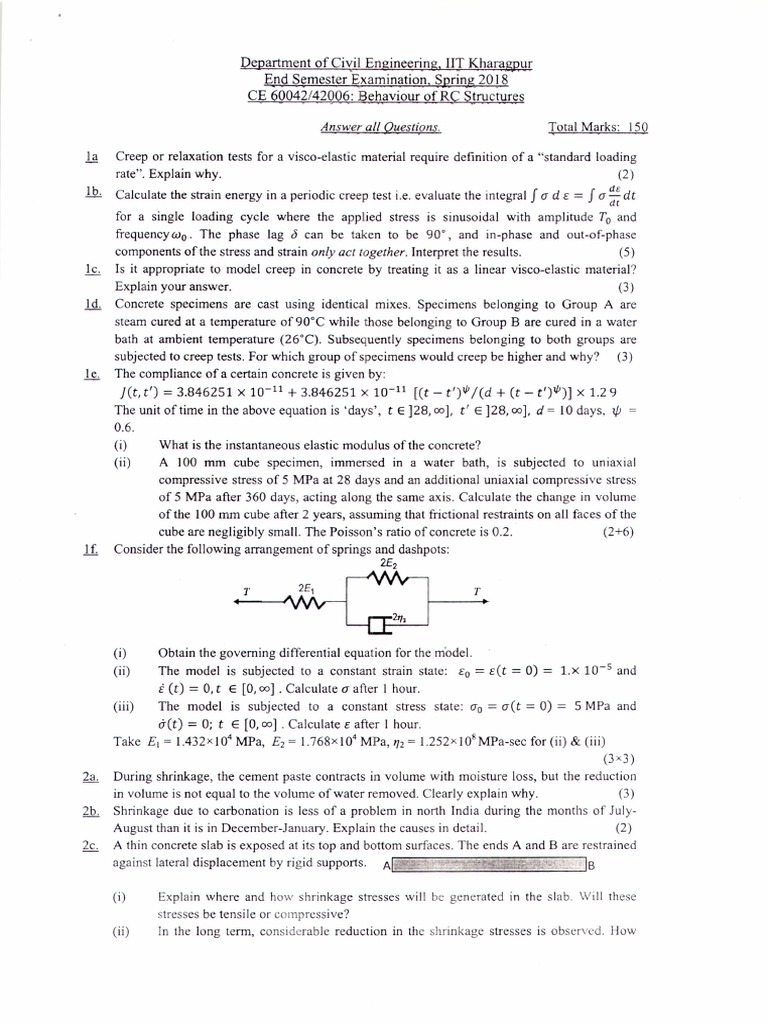 CE60042 and CE42006 Behaviour of RC Structure ES 2018 | PDF | Stress ...