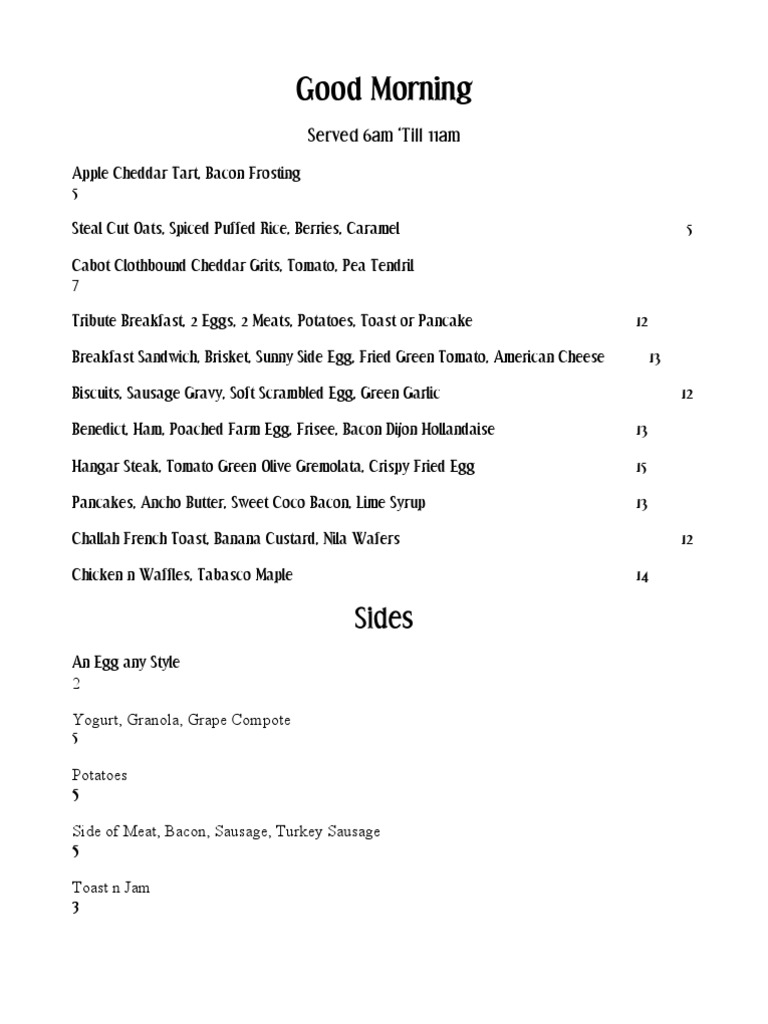 Tribute Menu | PDF | Cuisine | Western Cuisine
