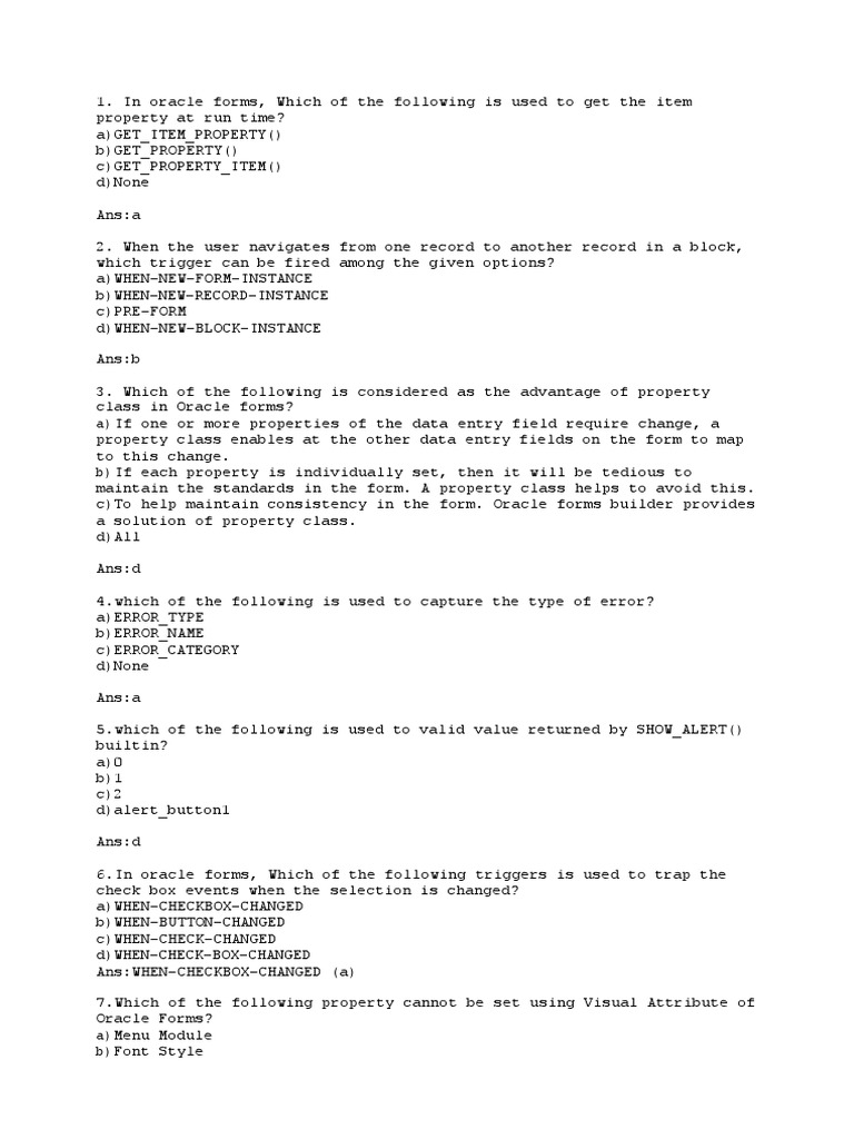 Forms mcq2 | PDF | Pl/Sql | Software