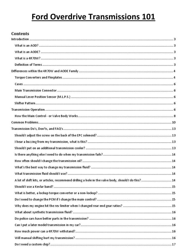 Ford Overdrive Transmissions 101 | PDF | Transmission (Mechanics) | Clutch