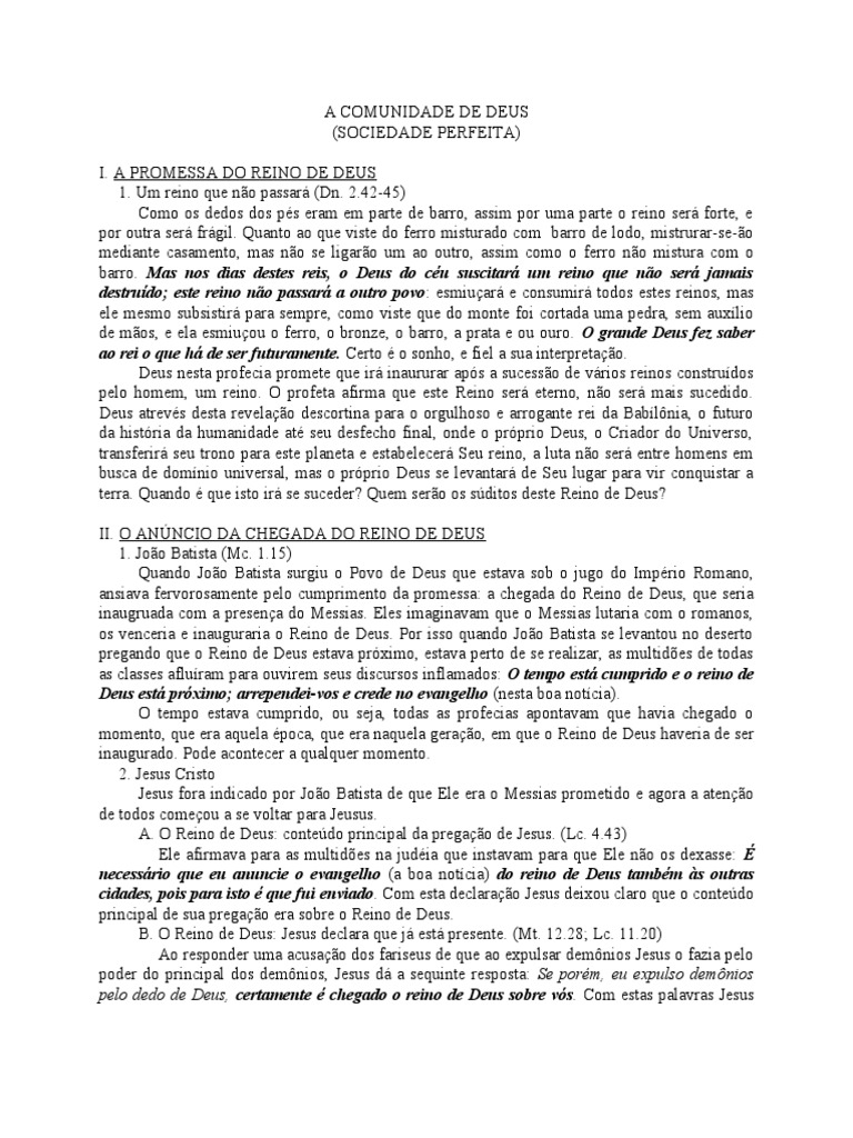A Comunidade de Deus | PDF | O Reino de Deus | Jesus