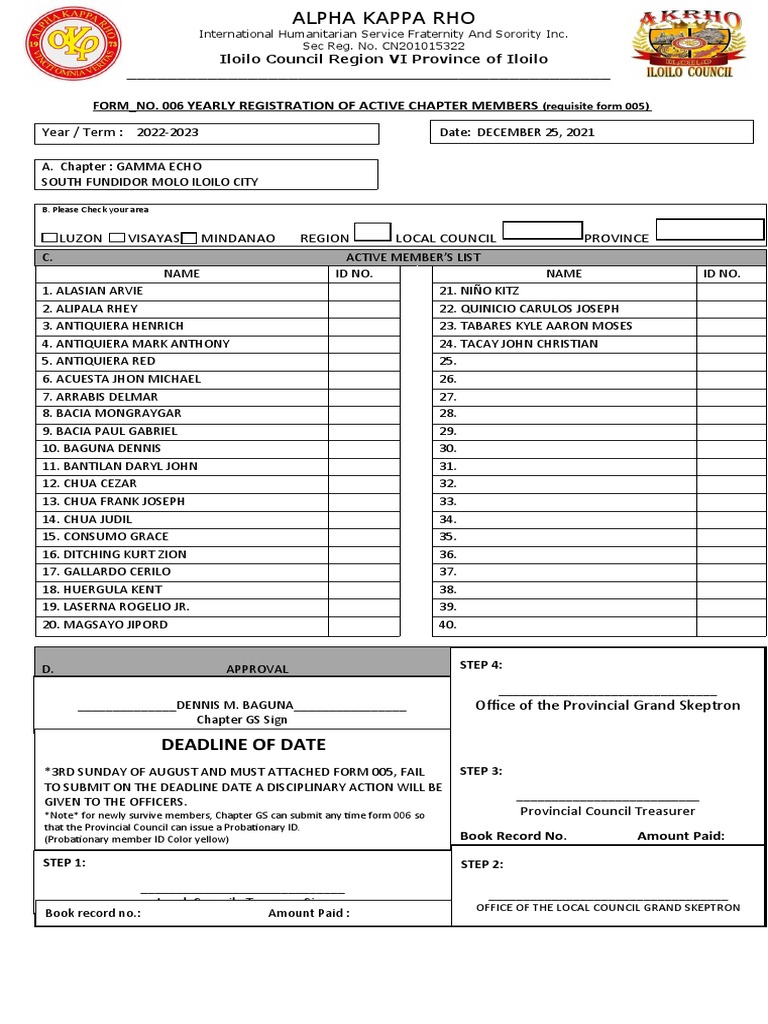 Form 006 Pdf Fraternities And Sororities Fraternities