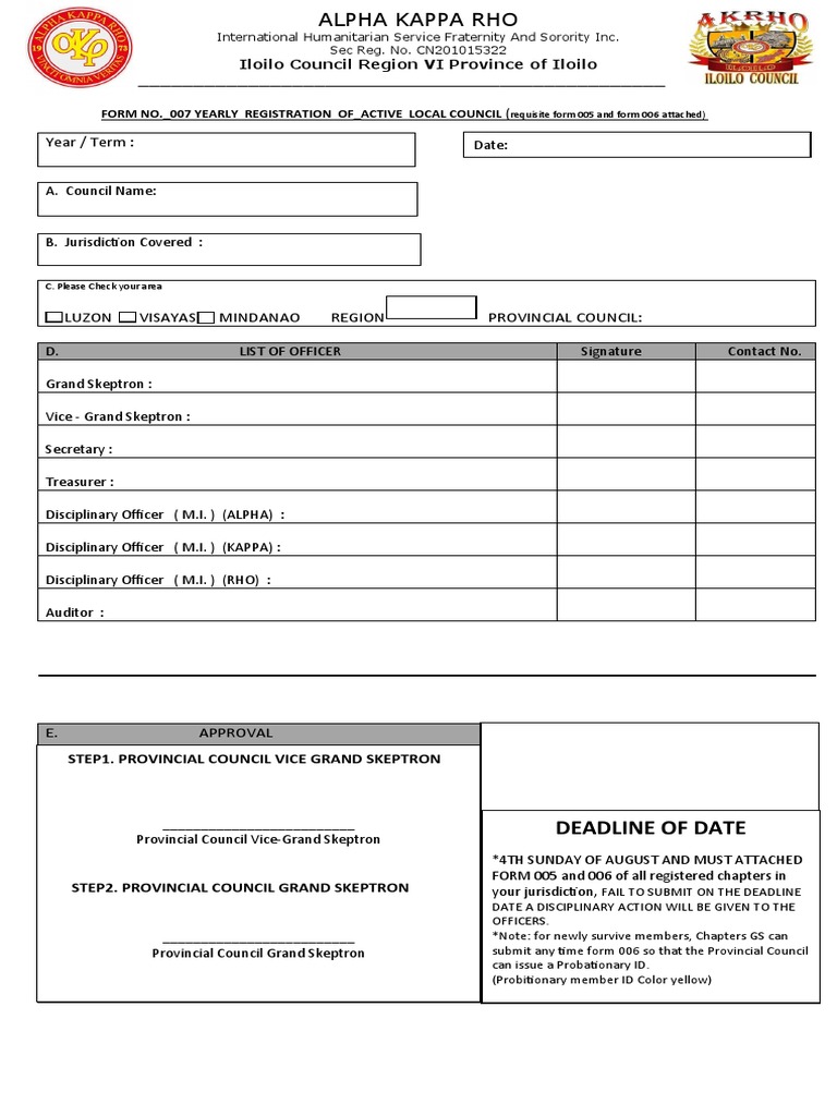 Form 007 | PDF | Fraternities And Sororities | Fraternities