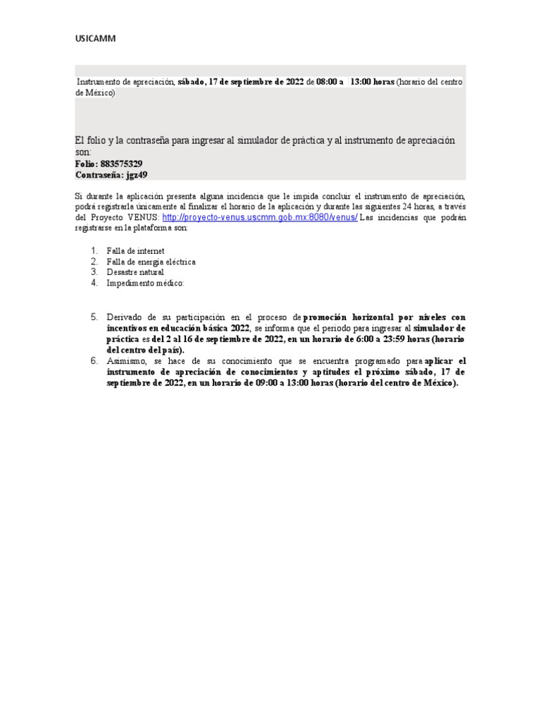 Proceso de Examne Usicam | PDF