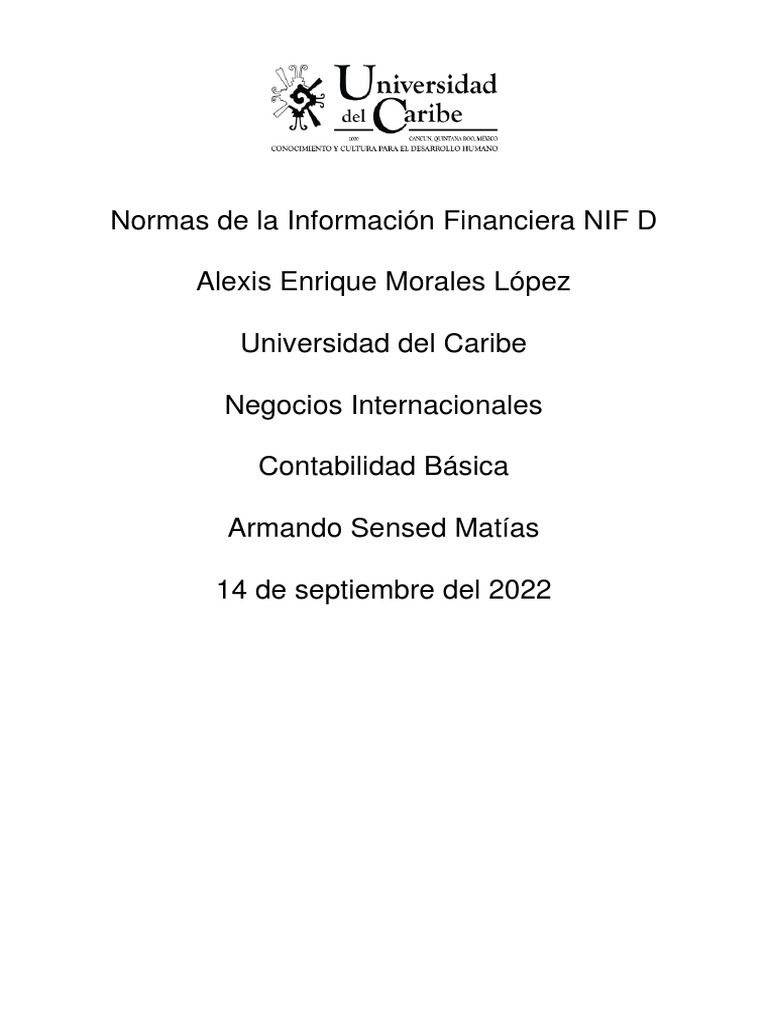 Normas de La Información Financiera NIF D | PDF | Contabilidad | normas ...