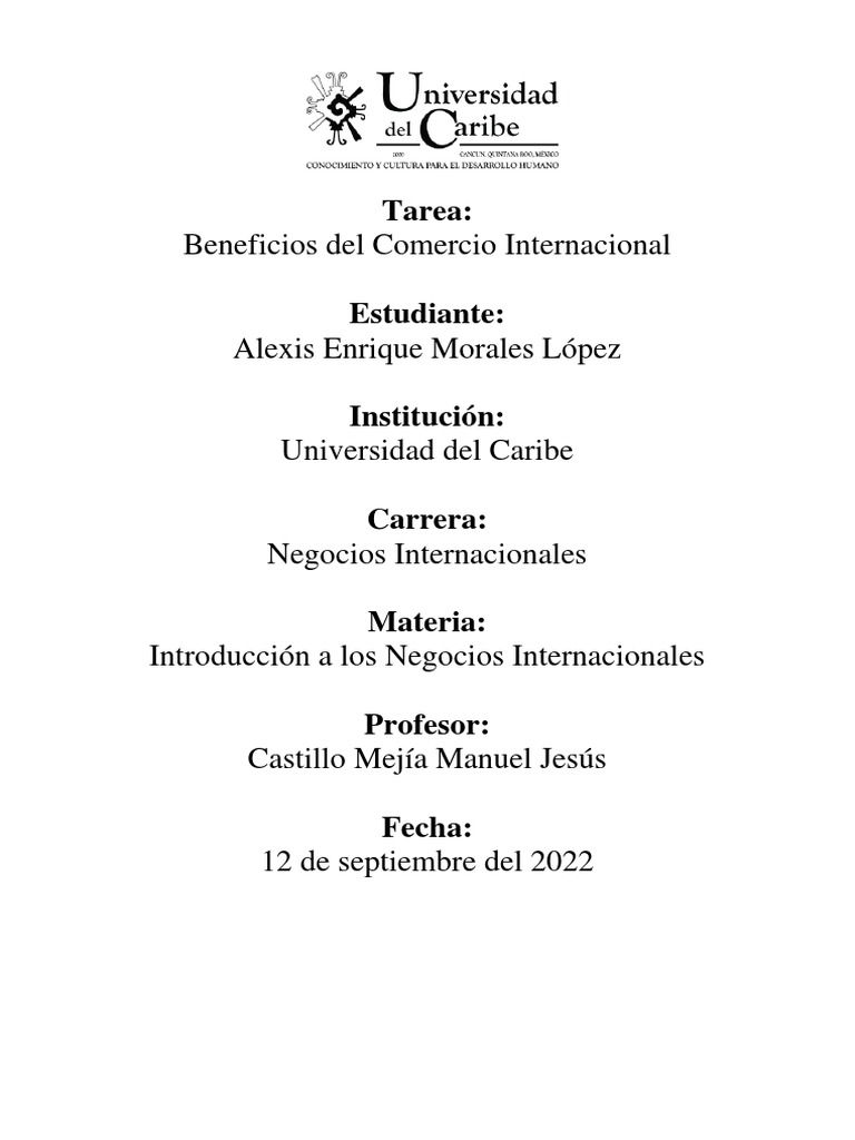 Beneficios Del Comercio Internacional | PDF | Comercio | El comercio internacional