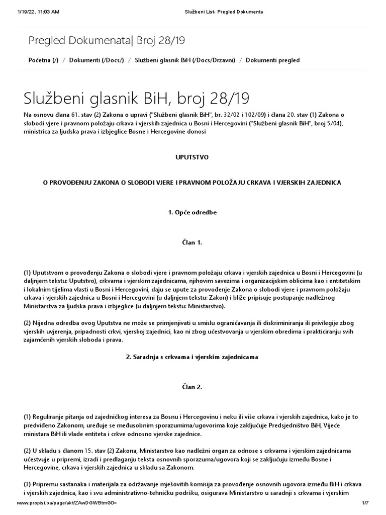 Službeni List - Pregled Dokumenta | PDF