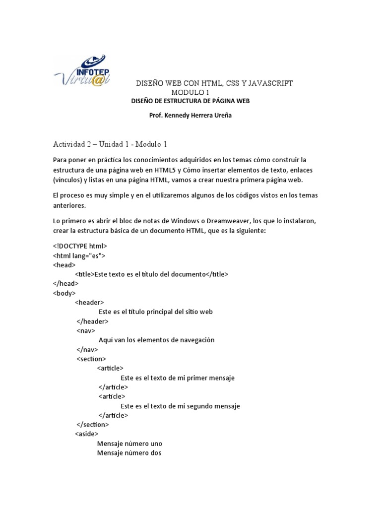 Actividad 2 - Unidad 1 - Modulo 1 | PDF | HTML | Página web