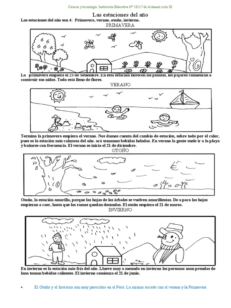 Las Estaciones para Primero de Primaria | PDF | Temporada de primavera ...