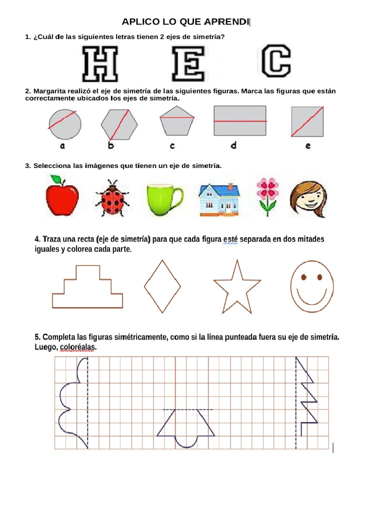 Ficha Sobre Figuras Simetricas | PDF